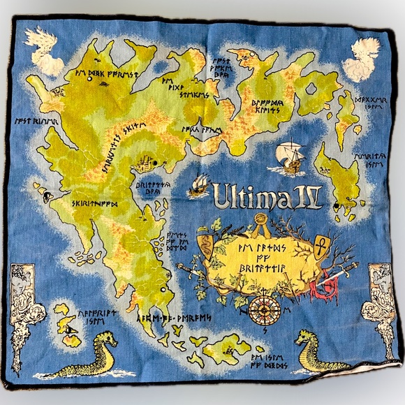 Origin Systems | Other | Vintage Ultima Iv Pc Cloth Map 985 Origin ...